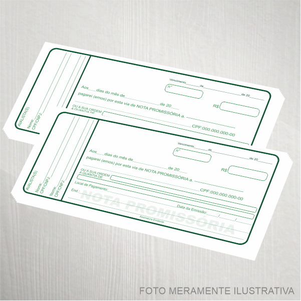 Kit 3 Blocos 9x21 promissória/recibo 100pag cada Offiset 75G Corte e ...